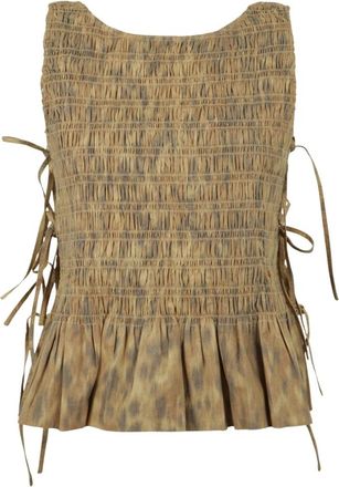 Ganni Femme, Tops, Brun, Taille: 42 FR Smock Top