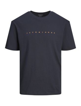Jack & Jones Basic T-Shirt Logo Print Kurzarm Shirt Rundhals Shortsleeve Plus Size &Uuml;bergr&ouml;&szlig;e JJESTAR, Farben:Dunkelblau, Gr&ouml;&szlig;e:XXL