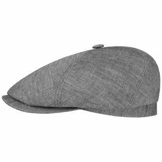 Stetson Brooklin Leinen Schirmm&uuml;tze Damen/Herren - Sommercap mit Fischgratmuster - Leinenm&uuml;tze Herringbone - Ballonm&uuml;tze Fr&uuml;hjahr/Sommer grau XXL (62-63 cm)