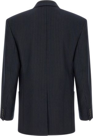 Saint Laurent Pinstriped Virgin Wool Blazer - Navy