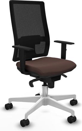Piqueras y Crespo Brauner Schreibtischstuhl mit 1D-Armen, h&ouml;henverstellbare Lendenwirbelst&uuml;tze. Ausgestattet mit 5 Positionen und injiziertem Schaum. Mit Rollen von 65 