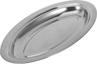 Frcolor Edelstahl Ovalplatte 40cm Snack Und Servierteller Für Brathähnchen Desserts Und Gebäck Robust Und Vielseitig Geeignet Für Zuhause Und Gastronomie