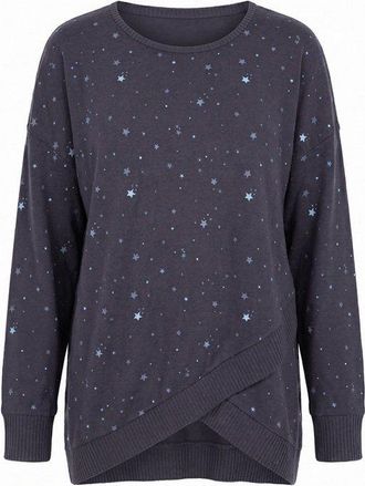 Ulla Popken Sweatjacke Loungewear-Sweater Sterne oversized Rundhals