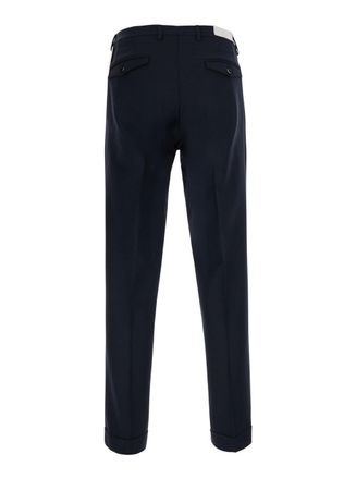 Michael Coal Mens Double Pleated Trousers Blue Tech Fabric Wool