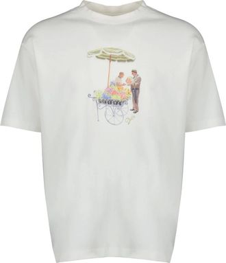 Dr&ocirc;le de Monsieur Homme, Tops, Blanc, Taille: S T-shirt blanc Fleuriste