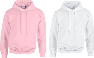 Gildan Herren Kapuzenpullover Adult 50/50. Hooded Sweat/18500, Einfarbig (XXL, 1x Light Pink + 1x Weiss + 1x HL Kauf Notizblock)
