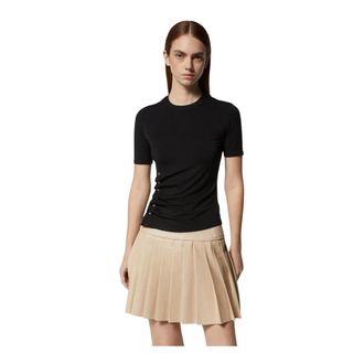 John Richmond Schwarzes- figurbetontes Top mit Seitendetails und beiger Faltenrock - - Tops - Damen - Schwarzk - S