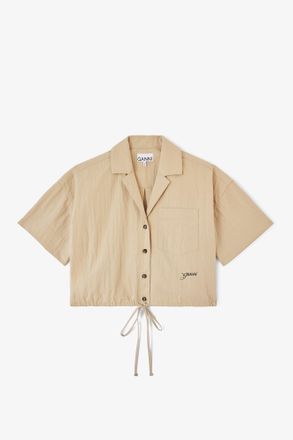 Ganni Chemise en coton Beige Warm Sand - Pour Femme