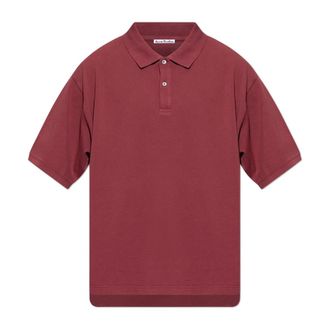 Acne Studios Washed Logo Polo - - Tops - Herren - Rot - S