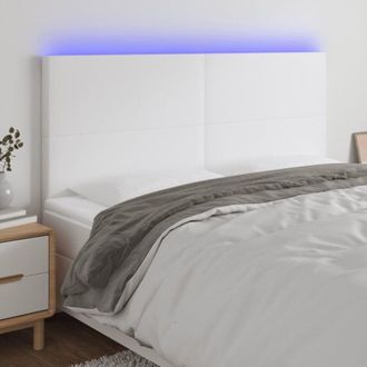 vidaXL Led Kopfteil Wei&szlig; 180x5x118/128 cm Kunstleder Vidaxl