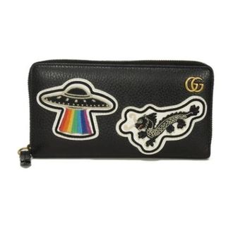 Gucci Portefeuille long pr&eacute;-poss&eacute;d&eacute; en cuir de veau GG Marmont Courier - Femme - Pre-owned - Noir - Taille: ONE Size