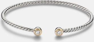 David Yurman Bracelet Micro Cable Flex en argent sterling 925 et or 14 ct