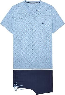 HOM Pyjama Court Walter Pajama Set, Fond Bleu, XL Mens