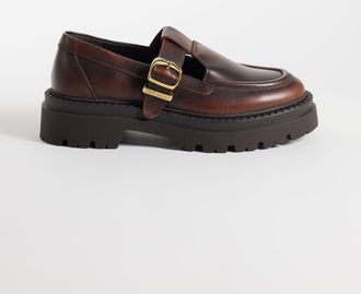 Steve Madden Kendari mocassins chunky avec d&eacute;tail boucle en cuir marron