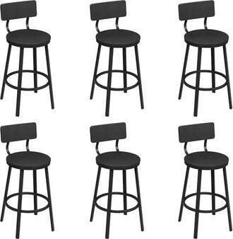 Woltu Tabourets de Bar Lot de 6, Chaise Haute Cuisine, avec Repose-Pieds et Dossier, en M&eacute;tal, Noir, BH431sz-2