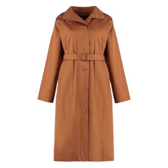 Yves Salomon Baumwoll-Trenchcoat mit Lederdetails - - Coats - Damen - Braun - XS