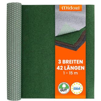 Midori Rasenteppich 100 x 300 cm Gr&uuml;n Kunstrasen-Teppich mit Noppen Balkon Terrasse Outdoor wasserdurchl&auml;ssig
