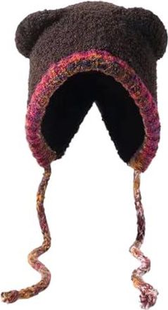 Generic M&uuml;Tze - Oreilles dhiver chaudes pour femme - Avec cache-oreilles - Color&eacute; - Pour femme - Doux et moelleux, Caf&eacute; (01), taille unique