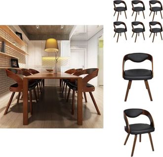 vidaXL Esszimmerstühle 6 Stk. Braun Kunstleder - Esszimmerstühle - Holzrahmen - Kunstleder - Essbereich - Wohnzimmer