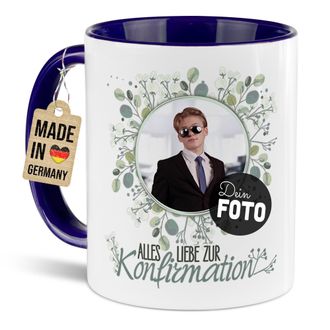 Tassendruck Tasse zur Konfirmation mit Foto selbst gestalten - Alles Liebe zur Konfirmation - Kreis - Personalisierte Konfirmationsgeschenke - Keramiktasse, 300 m