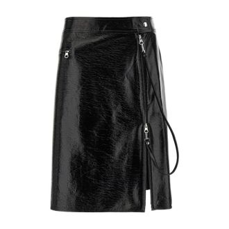 Courr&egrave;ges Schwarzer Vinylrock Rei&szlig;verschluss - - Skirts - Damen - Schwarzk - XS