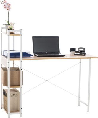 Clp Schreibtisch Poe I Bürotisch Mit Stauraum I Computertisch Mit Regalen I Laptoptisch Im Industrial Look, Farbe:Natur