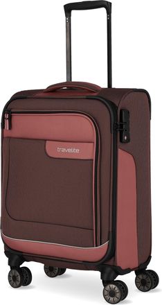 Travelite 4-Rad Koffer Handgepäck Weichschale aus recyceltem Material, erfüllt IATA Norm, Gepäck Serie VIIA: Trolley mit Aufsteckfunktion + Kantenschutz, 55 cm,