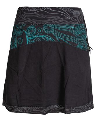 vishes Alternative Bekleidung - Lagenlook Goa Hippie Damen Rock Kurz Breiter Bund Taschen R&ouml;cke schwarz 36