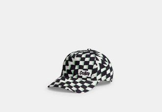 Coach Baseballkappe Mit Surfer-Geo-Karo-Print in Gr&uuml;n, Gr&ouml;&szlig;e XS/S | Baumwolle