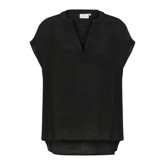Kaffe Schwarze Tiefe Bluse mit V-Ausschnitt - - Blouses & Shirts - Damen - Schwarzk - L
