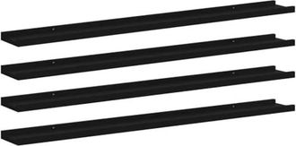 vidaXL 4X Etag&egrave;res Murales Etag&egrave;res Suspendues Etag&egrave;res Flottantes Salon Salle de S&eacute;jour Chambre &agrave; Coucher Maison Int&eacute;rieur Noir 100x9x3 cm