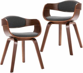 vidaXL Esszimmerstühle 2 Stk. Bugholz und Grau Stoff Vidaxl
