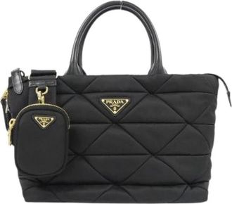 Prada unisex, Pre-owned, Noir, Taille: ONE Size Sac cabas matelass&eacute; en tissu Tessuto Pre-owned
