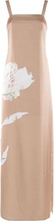 Nenette Femme, Robes, Beige, Taille: 42 FR Robe Longue avec Grand Imprim&eacute; Floral