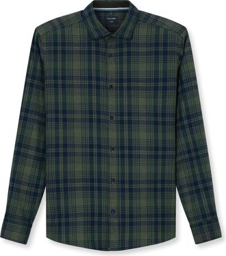 Olymp Herren Freizeithemd Langarm Casual,Karo,059 Casual 22,01 Kent-Kragen,Oliv 47,3XL