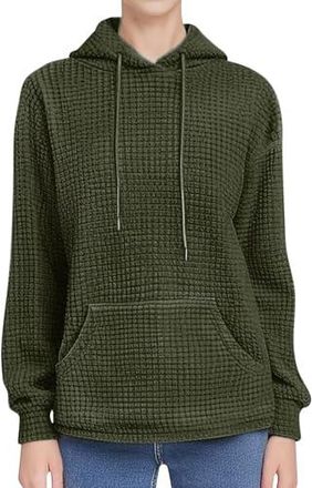 Generic Sweat à capuche décontracté gaufré à manches longues - Haut dhiver chaud avec poche - Sweat à capuche ample surdimensionné - Tailles S à XXL, Vert, XX