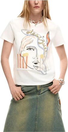 Desigual Femme, Tops, Blanc, Taille: 38 FR T-Shirt Imprim&eacute; Manches Courtes Col Rond