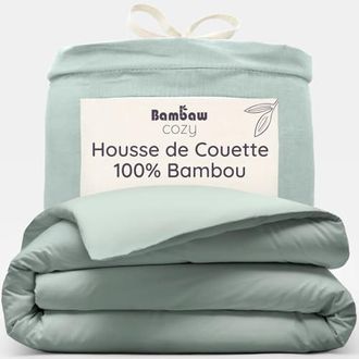 Bambaw Housse de Couette Bambou 240 x 260 cm, Housse de Couette Anti Acarien, Respirante et Hypoallerg&eacute;nique, Drap Fraicheur, &Eacute;t&eacute; et Hiver, Drap Anti Transpi