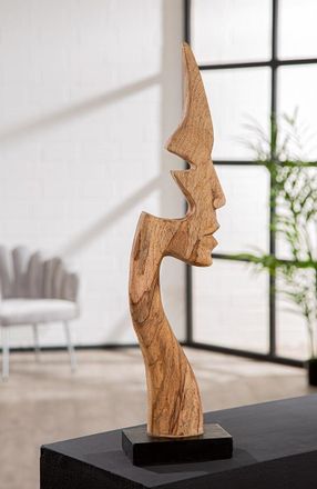 Gilde Skulptur Silhouette aus Mangoholz, naturfarben, Gesichtsmotiv, 64 cm hoch, 16 cm breit, 9 cm tief