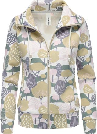 Ragwear Damen Sweatjacke Trainingsjacke Sportjacke mit Allover-Print Ronette Print Ivory Gr. XXL