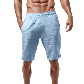Generic Pantalon d&eacute;contract&eacute; uni avec poches lat&eacute;rales et poches &eacute;lastiques &agrave; la taille - Short de sport pour homme avec doublure, bleu, XXL