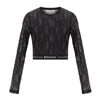 Palm Angels T-Shirt mit Logo - - Tops - Damen - Schwarzk - XS