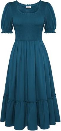 Grace Karin Robe corset &eacute;l&eacute;gante pour femme - Ligne A - Robe festive - Robe d&eacute;contract&eacute;e avec poches, bleu-vert, XL