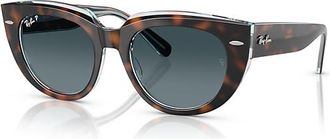 Ray-Ban Doreen Sonnenbrillen Dunkel Havana Auf Transparent Multicolor Fassung Blau Glas Polarisiert 52-20