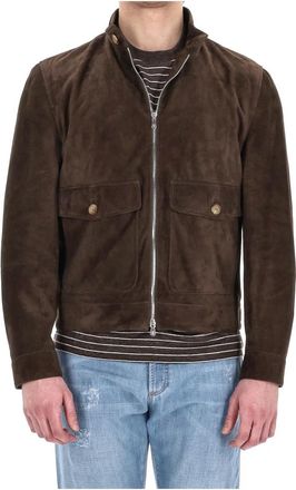 Brunello Cucinelli Homme, Vestes, Brun, Taille: 2XL Veste en daim marron design élégant