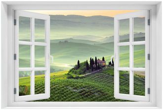 Wallario Poster - Toskana in Italien in Premiumqualit&auml;t, Gr&ouml;&szlig;e: 61 x 91,5 cm mit Fenster-Illusion (Maxiposter)