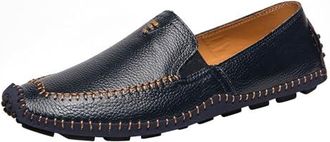 Generic Chaussures en cuir pour homme sans lacets &agrave; enfiler - Bout pointu - Chaussures plates et antid&eacute;rapantes - Chaussures basses pour int&eacute;rieur et ext&eacute;rieu