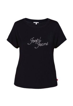 Joop Pyjamaoberteil mit Rundhalsausschnitt und kurzen &Auml;rmeln, Logo mit Glitzersteinen