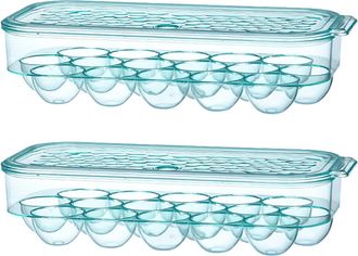 Rismart 16er-Eierbox mit Deckel Stapelbar Eierbeh&auml;lter Eierpappen f&uuml;r K&uuml;hlschrank Campen Reisen Gr&uuml;n (2 St&uuml;ck),31.5 x 14.3 x 7.5 cm