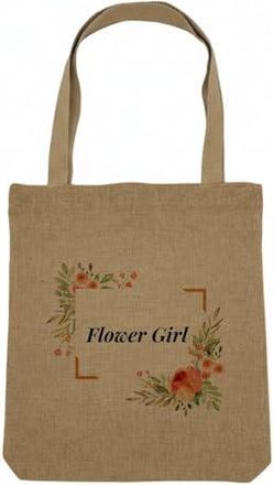 Fabulous Sac Shopping Tote Bag Aspect Lin - Flower Girl Mariage Fianc&eacute;e Cadre Floral - Sac de Courses Toile Epaisse 360g Beige Naturel Cabas Port&eacute; Epaule Solid